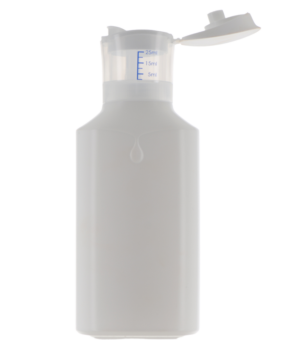 HDPE/PP, Squeeze Bottle with Measuring Cup and Flip Top Cap – APG Packaging